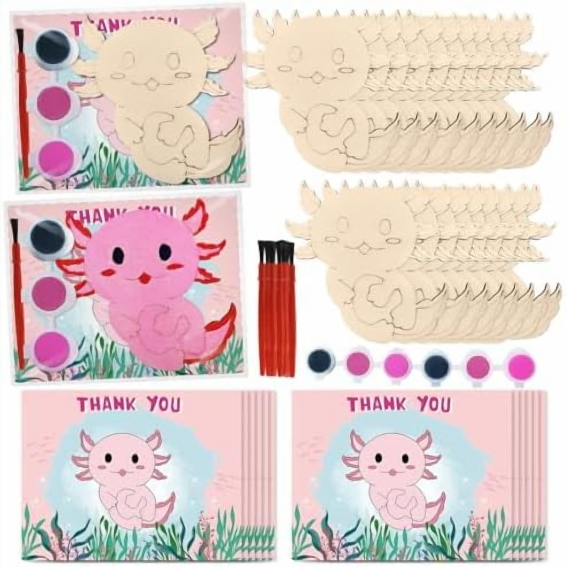 Axolotl Party Favors 24 Pcs Axolotl Wooden Crafts to Paint with Thanks ...
