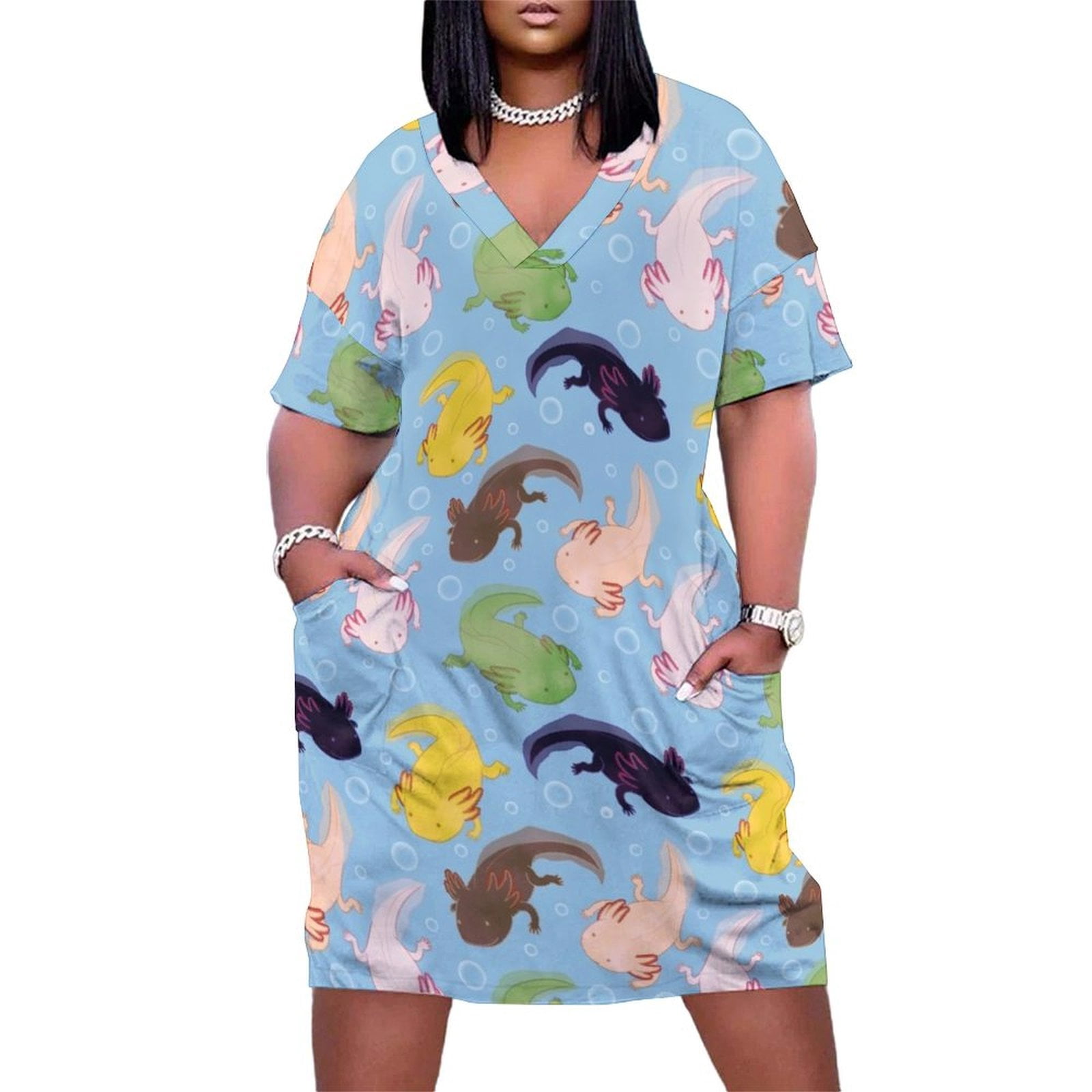Axolotl Pattern Loose Pocket Dress luxury women's party dress evening ...