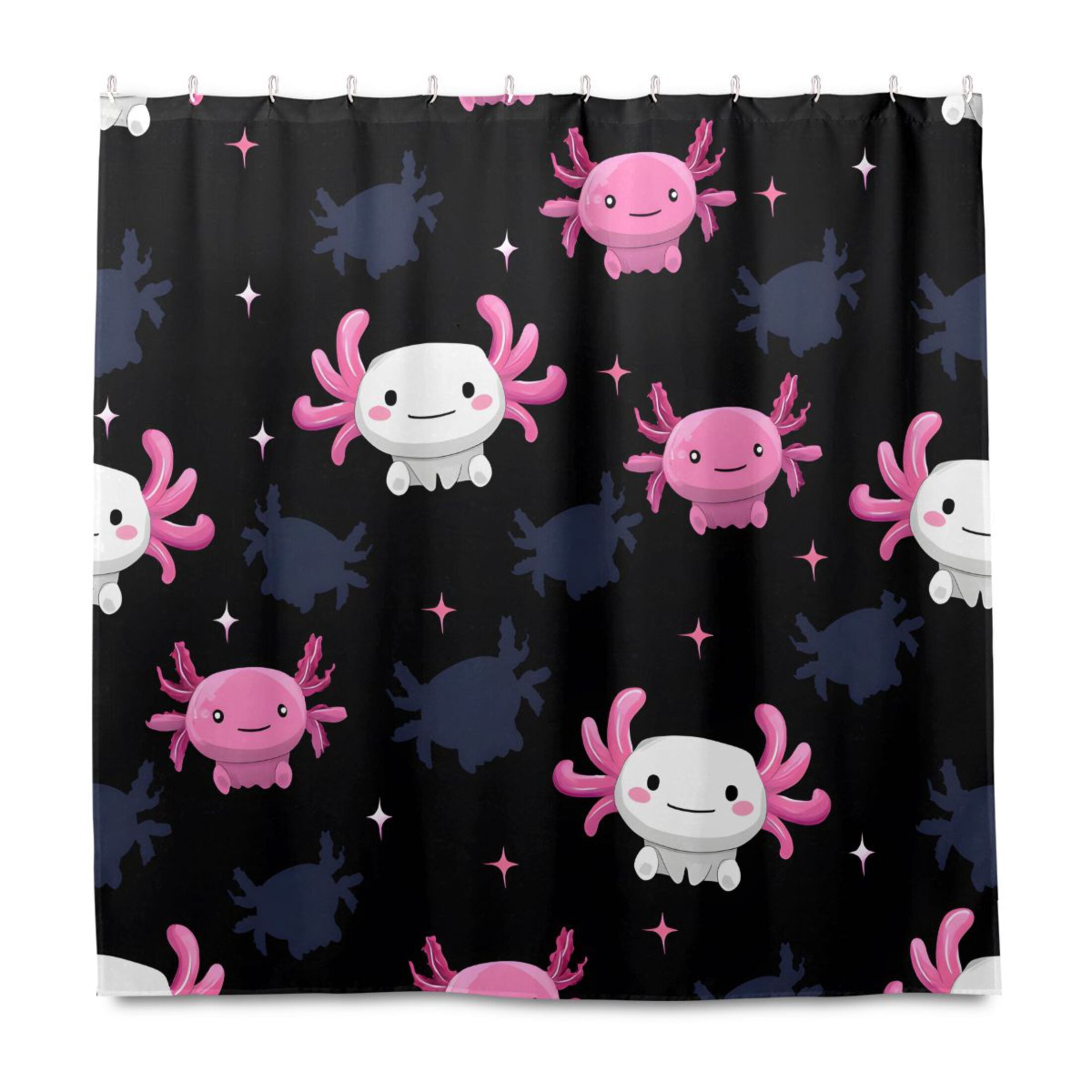 Axolotl Pink Pattern Shower Curtain Liners Waterproof 72 Inch with C ...