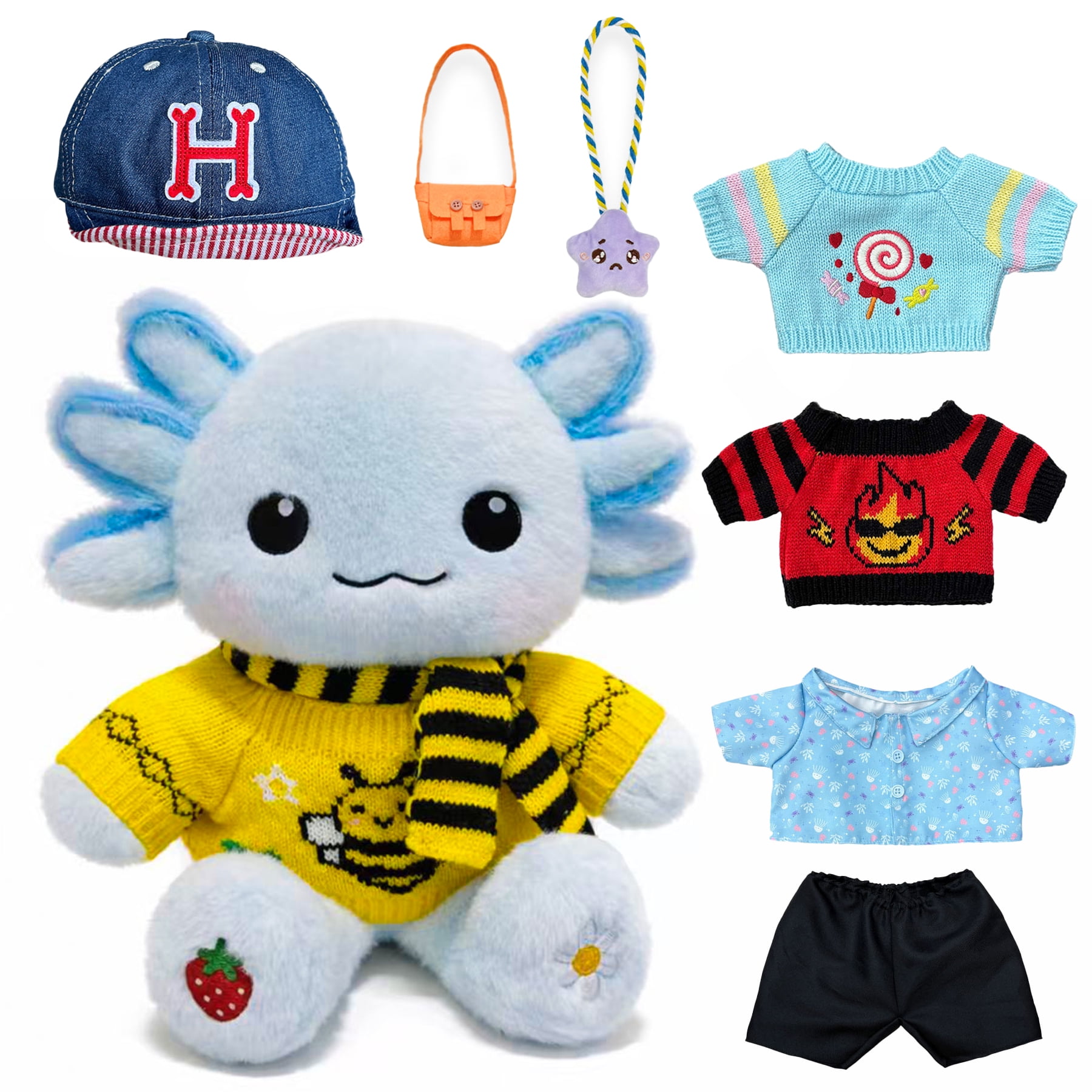 Axolotl Plush with 9 Pcs of Axolotl Stuffed Animal Clothes and ...