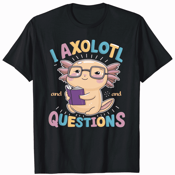 Axolotl Reading Book Design Adorable Axolotl with Glasses and Book ...