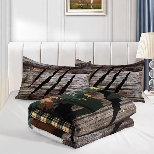 Axolotl Rustic Bear Bedding Set Twin,Wild Animals Hunt Adventure ...