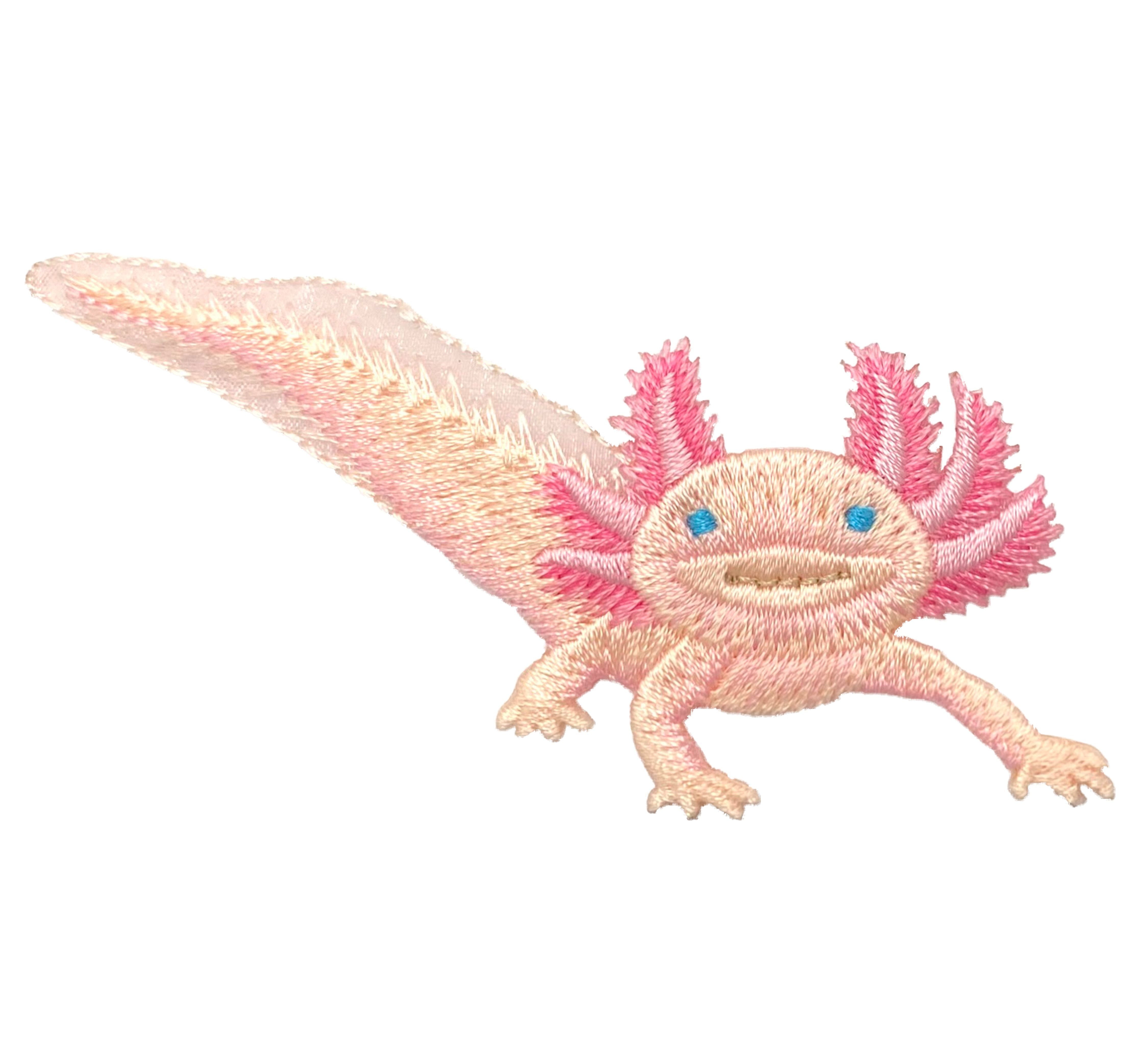 Axolotl Salamander, Pink, Leucistic, Pets, Animals, Embroidered, Iron ...