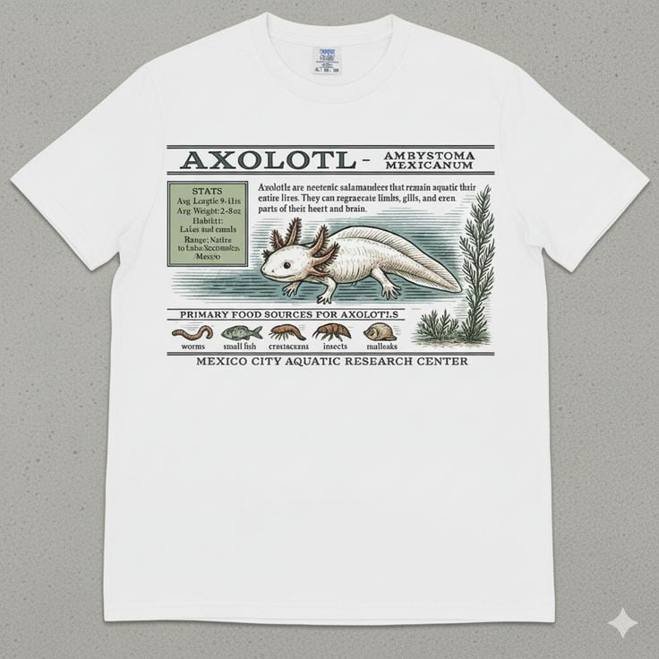 Axolotl Shirt, Amphibian & Salamander Graphic Tee, Zoology Biology ...