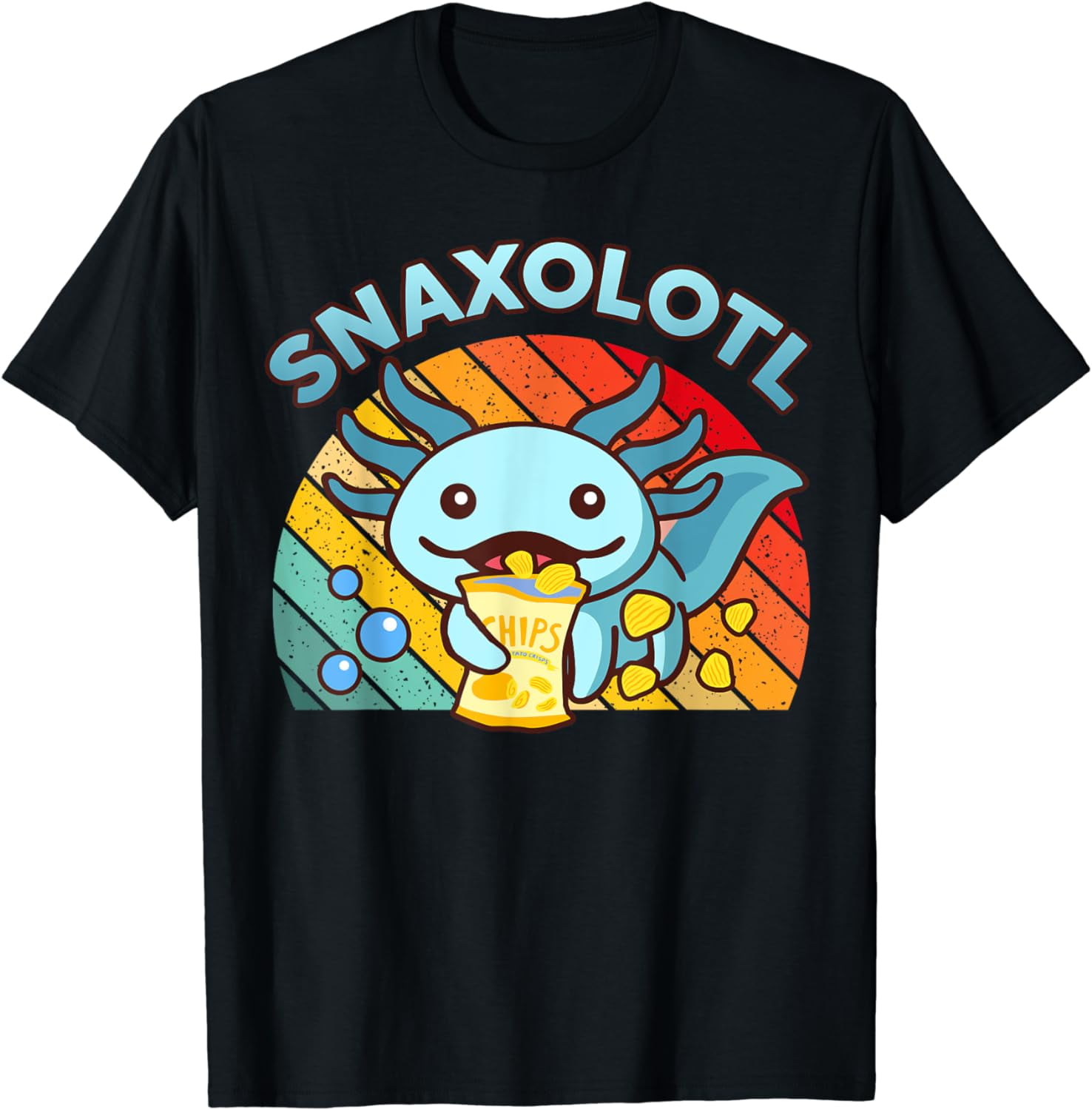 Axolotl-Shirt Snaxolotl Cute Axolotl Snacks Funny Food Kids T-Shirt ...