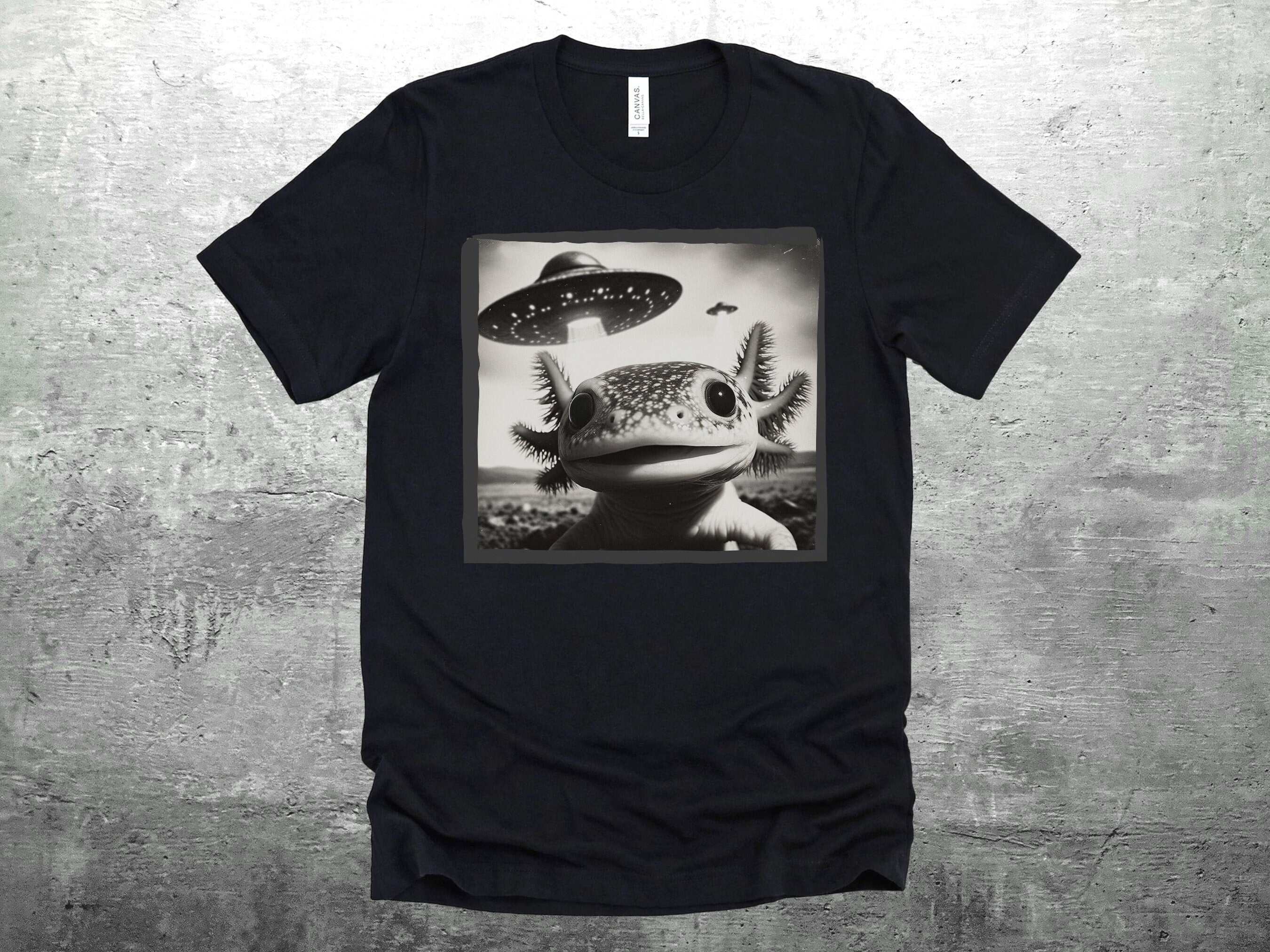 Axolotl Shirt, UFO Selfie Tee, Bella Canvas 3001 T-Shirt, Funny Selfie ...