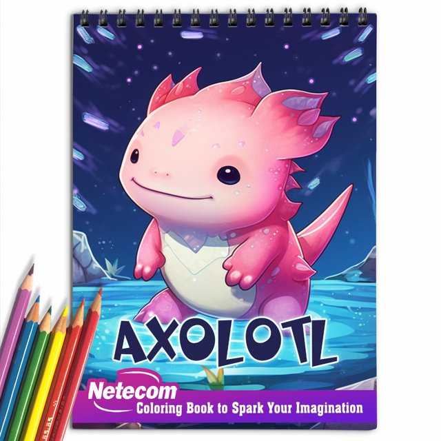 Axolotl Spiral Bound Coloring Book, Discover 30 Serene Coloring Pages ...