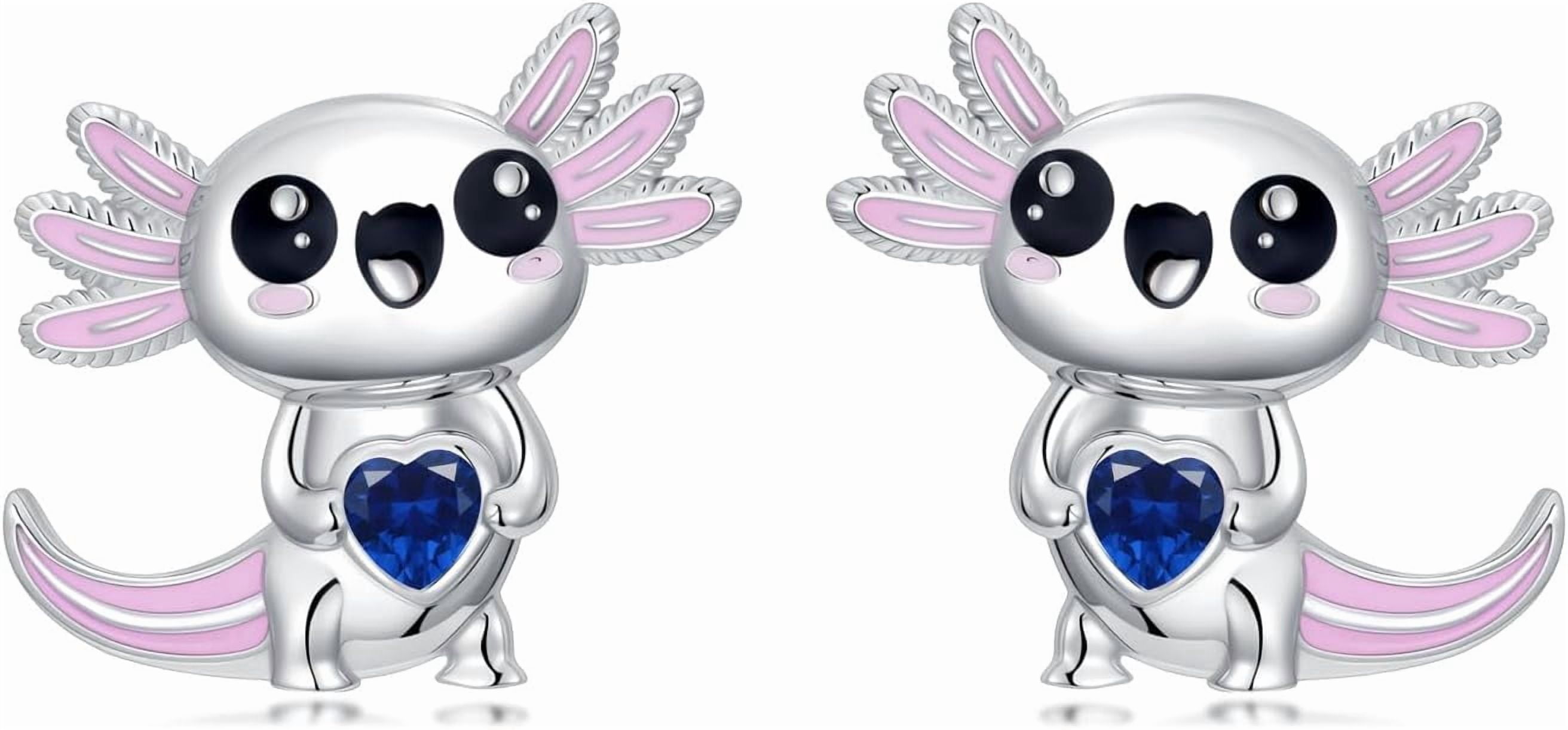 Axolotl Stud Earrings 925 Sterling Silver Axolotl Blue Sapphire ...