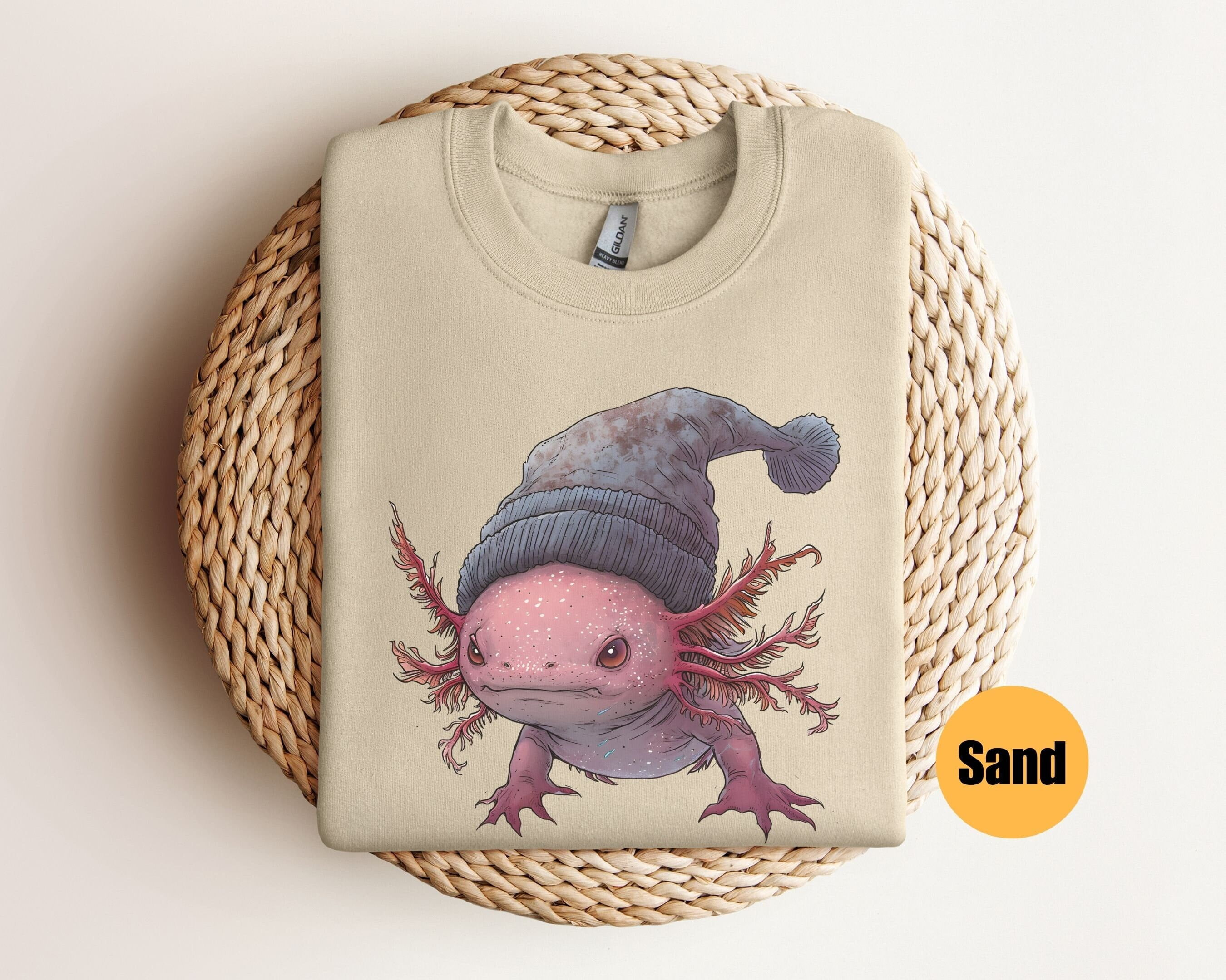 Axolotl T-Shirt Funny Axolotl Crewneck Cute Axolotl T-Shirt Axolotl ...