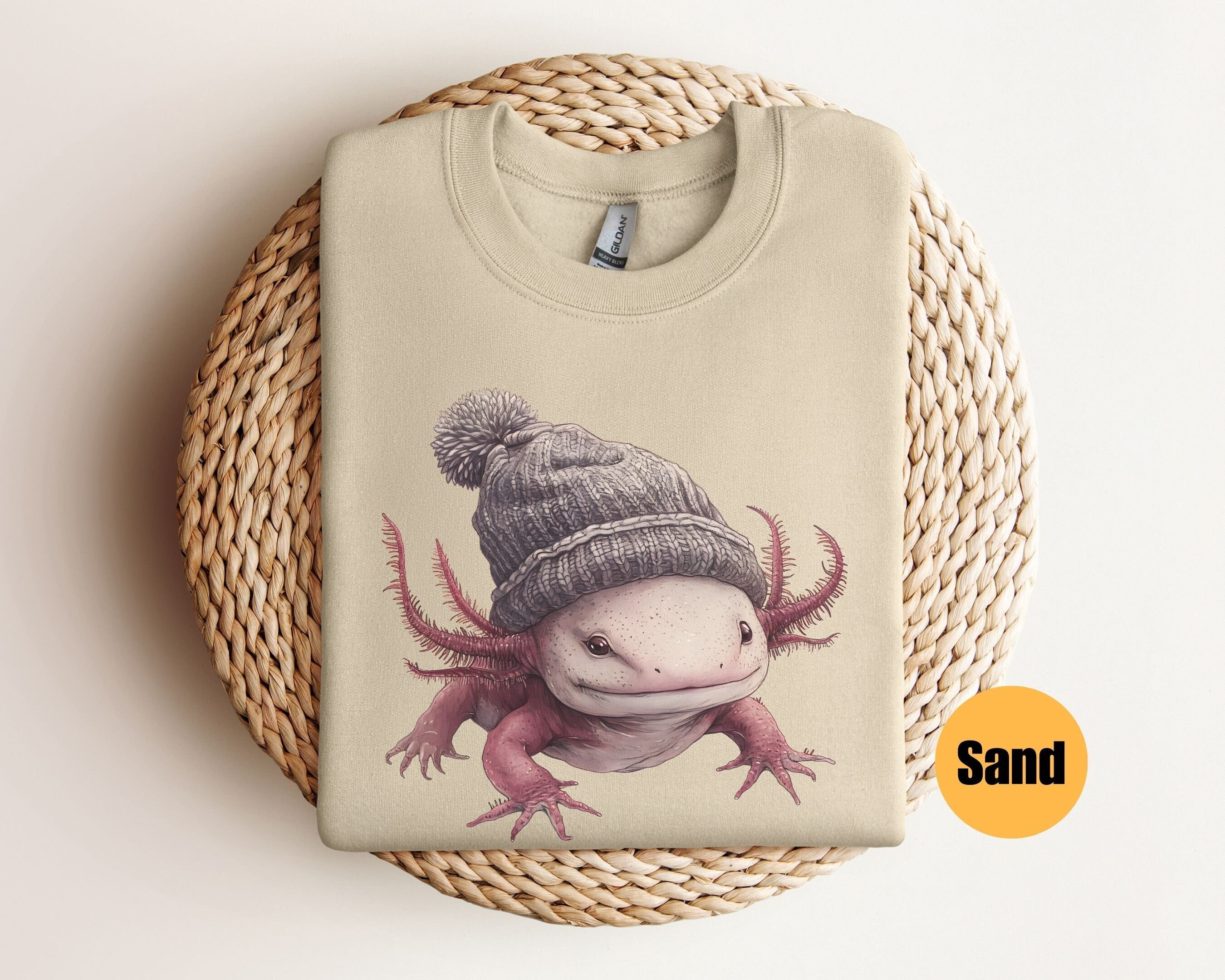 Axolotl T-Shirt Funny Axolotl Crewneck Cute Axolotl T-Shirt Axolotl ...