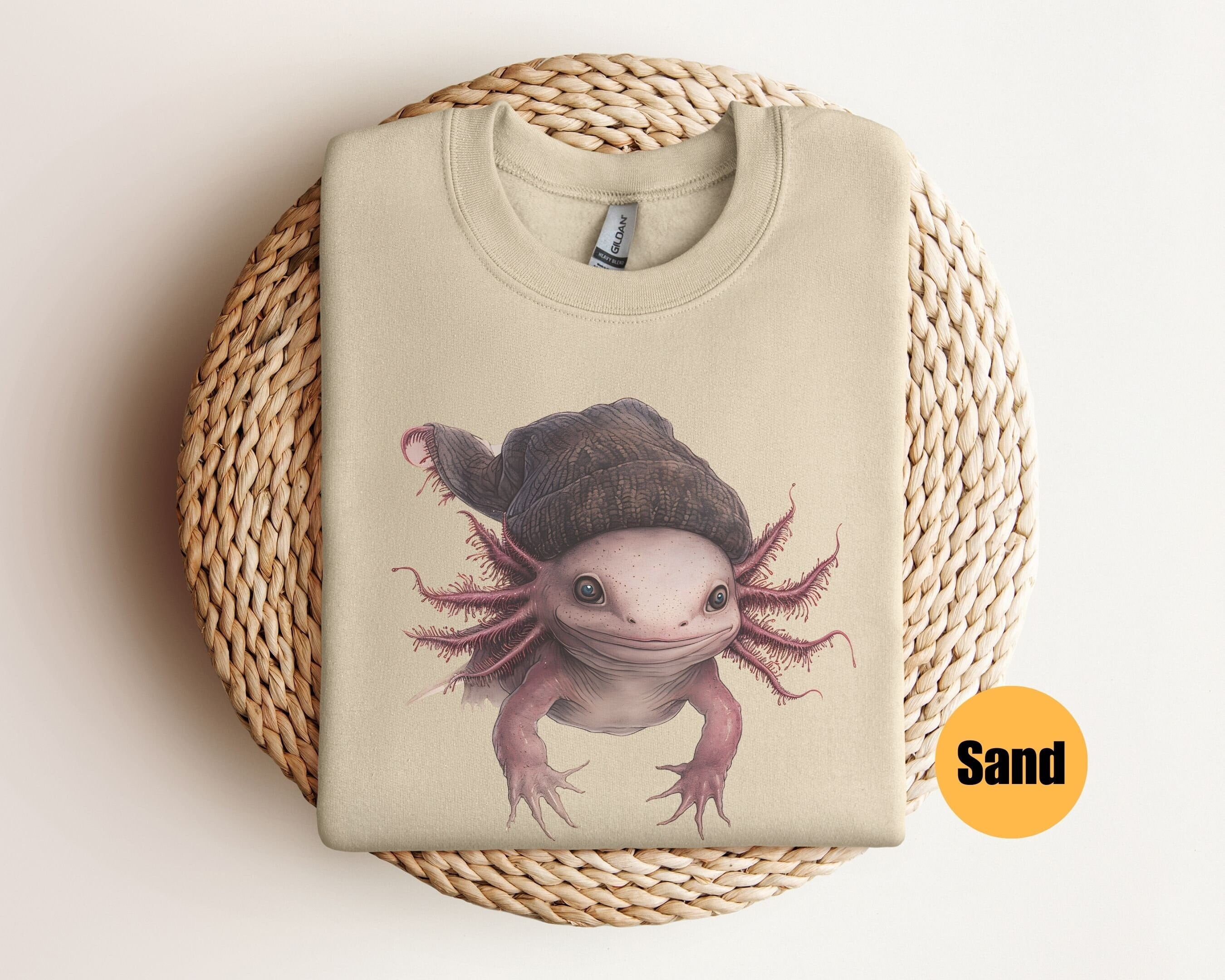 Axolotl T-Shirt Funny Axolotl Crewneck Cute Axolotl T-Shirt Axolotl ...