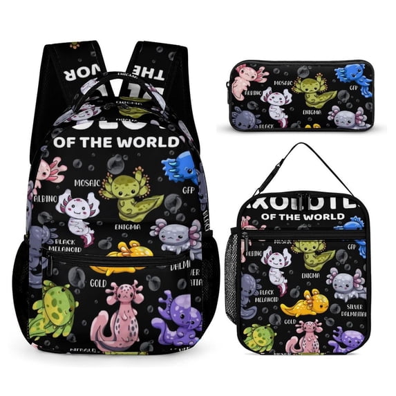 Axolotl Three-Piece Backpack Set: Includes A High-Quality Backpack ...