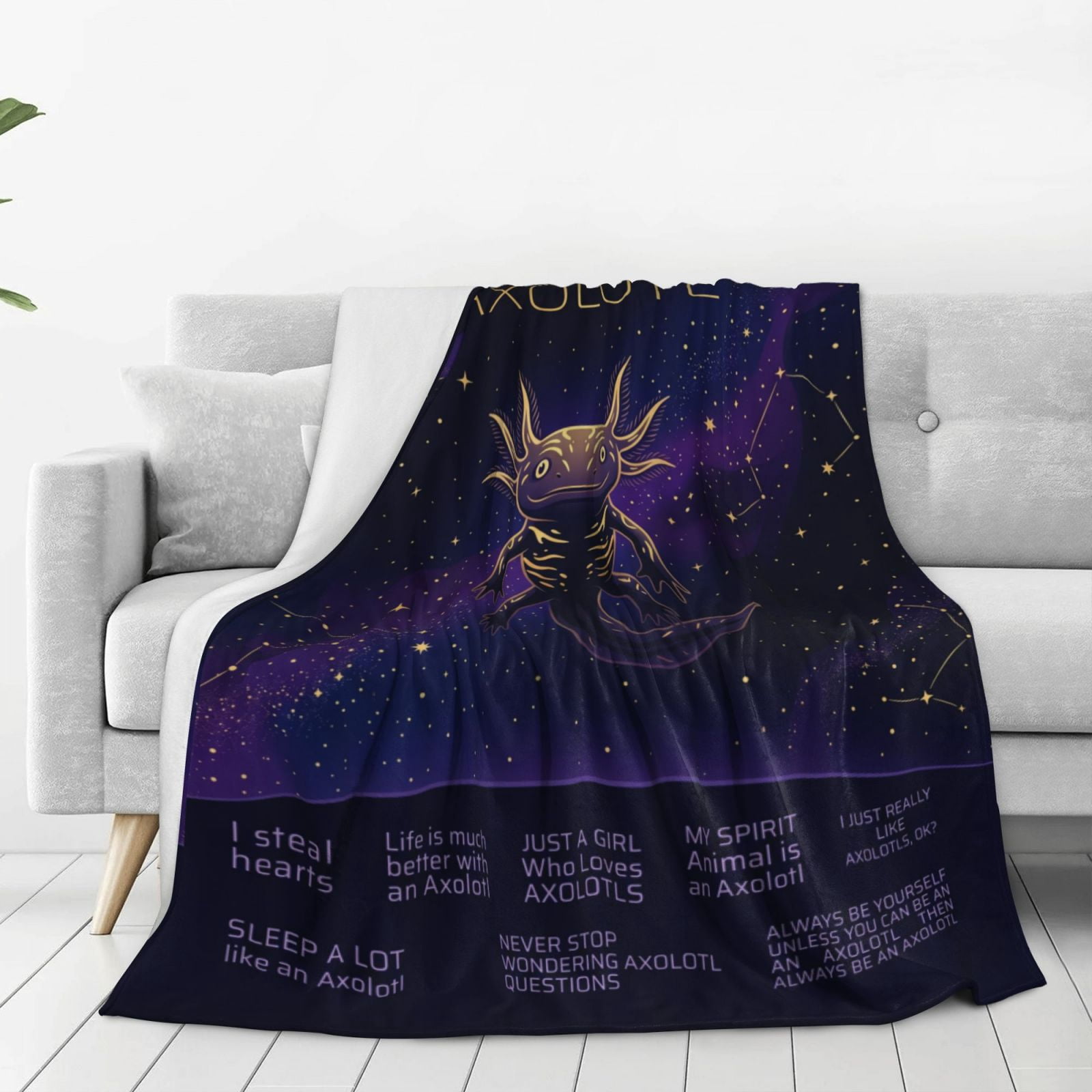 Axolotl Throw Blanket, Bed Decor Modern Animal Design, Soft Cozy ...