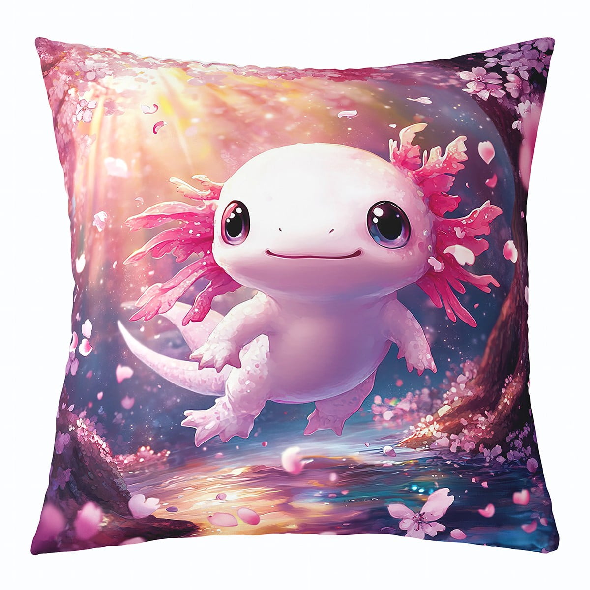 Axolotl Throw Pillow Cover 16x16 Inch for Sofa Bed Couch,Cartoon ...
