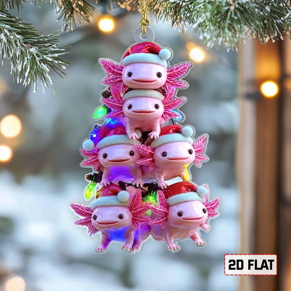Axolotl Tree Salamander Ornament, Santa Hat Christmas Lights Decor ...