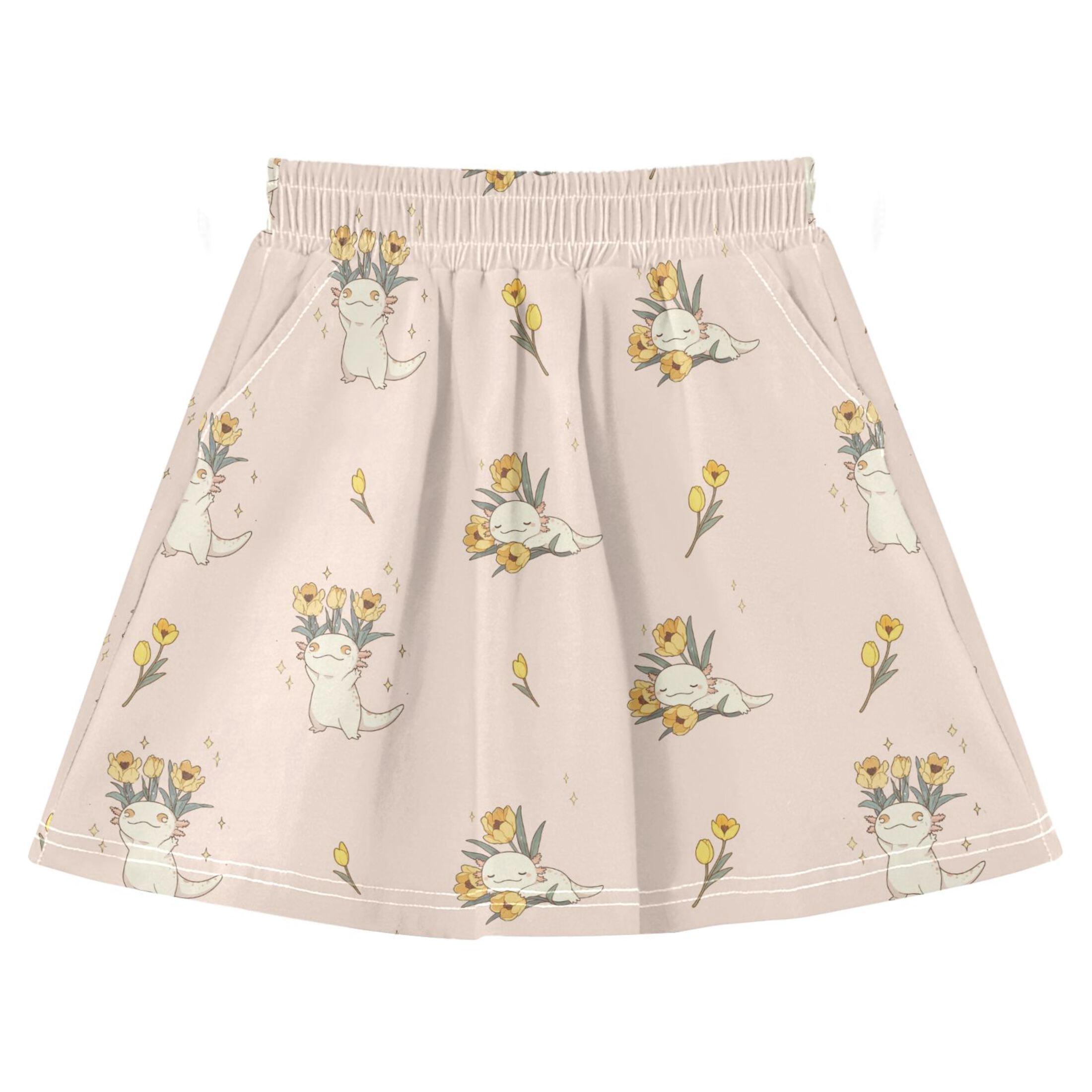 Axolotl Tulip Flower Athletic Skirt with Pockets and Built-in Shorts ...