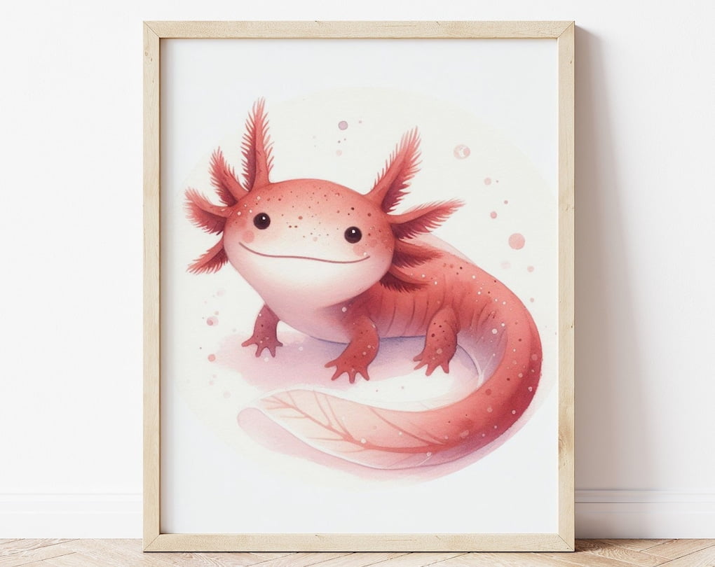 Axolotl Wall Art, Axolotl Print, Digital Art, Wall Art, Digital Prints ...
