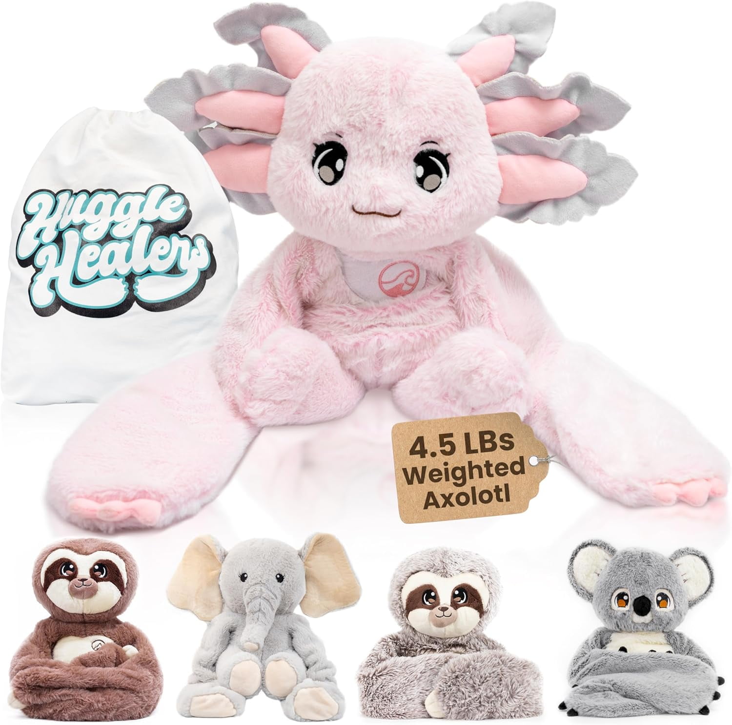 Axolotl Weighted Stuffed Animal 4.5 lbs - Long Arms for Soothing Hugs ...