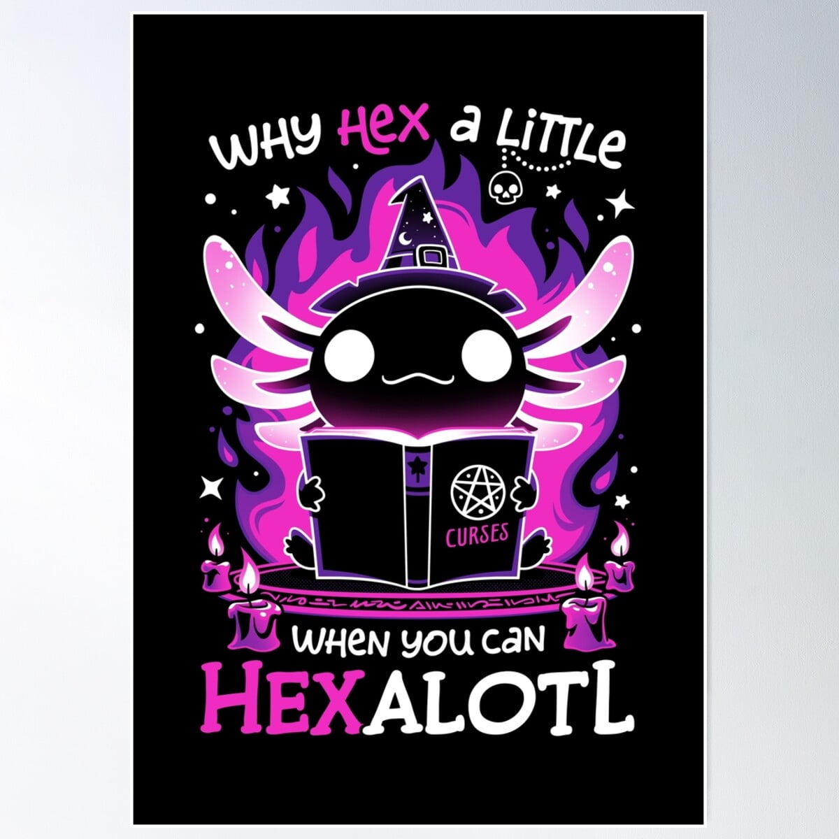 Axolotl Witching Hour - Spooky Salamander Poster Wall Art, Modern Wall ...