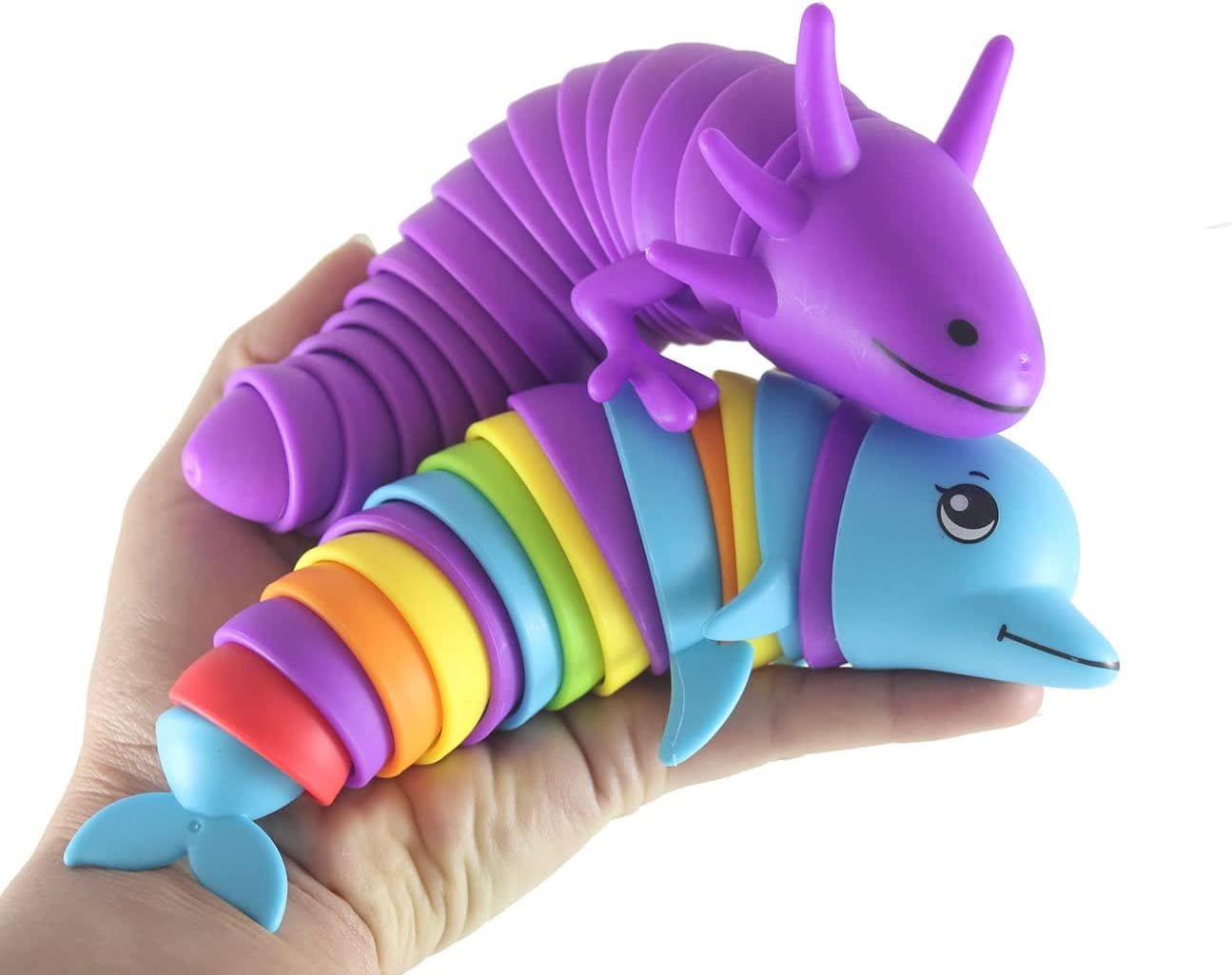 Large Axolotl and Dolphin Fidget Toy - Articulated Jointed Wiggle ...