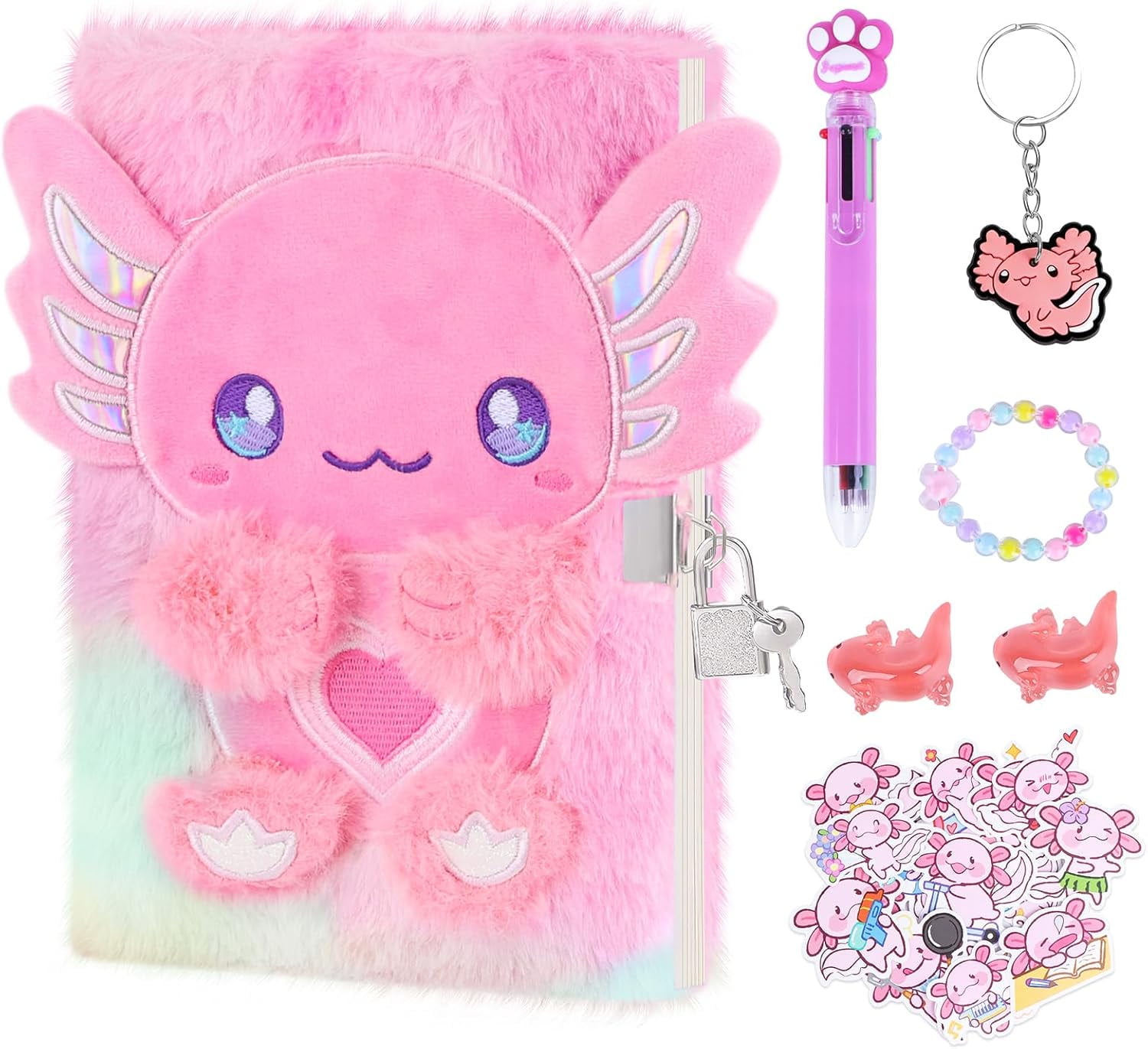 HOMICOZY, Axolotl Diary with Lock, 160 Pages, Gift for Girls 6 ...