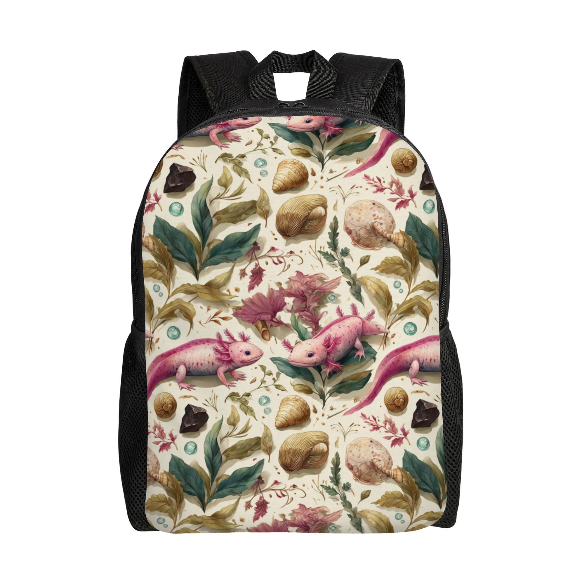 Axolotl and flora pattern Backpack with 15 Inch Laptop Compartment ...