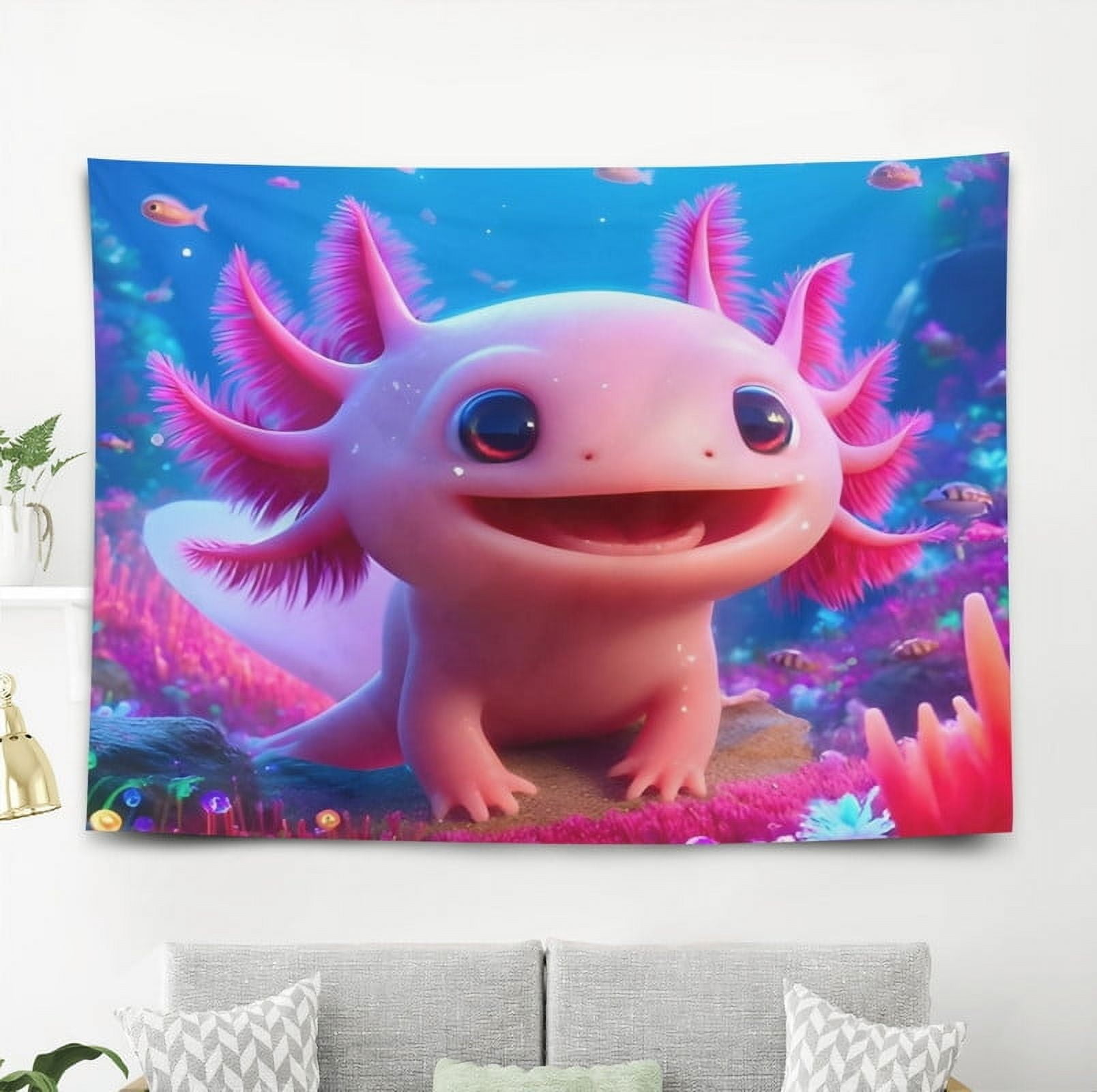 Axolotl pattern wall hanging 50*60 inches high-quality peach skin ...