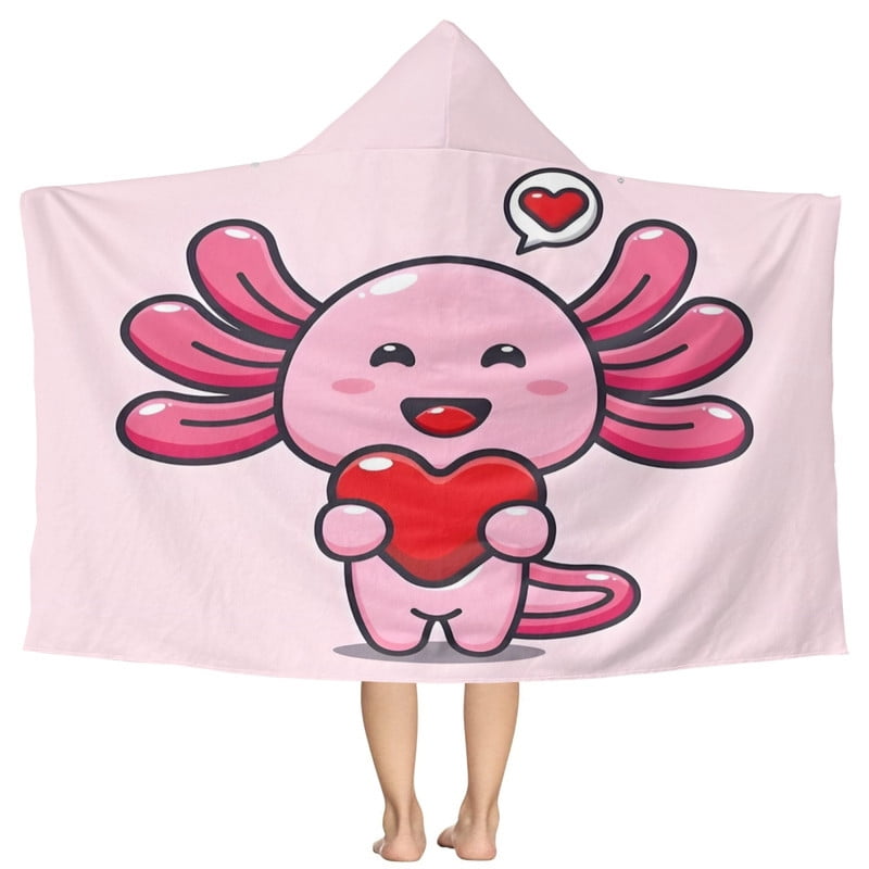 Axolotl Pattern Beach Poncho - Microfiber - Towel - Kids Lightweight ...