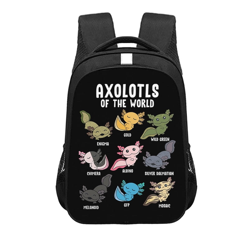Axolotls of The World Backpack for Teenager Cute Axolotl Bags Book Bag ...