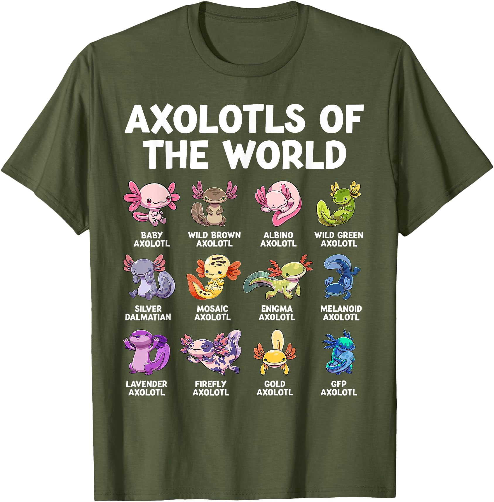 Axolotls of The World Funny Axolotl Animals Softstyle Unisex T-Shirt ...
