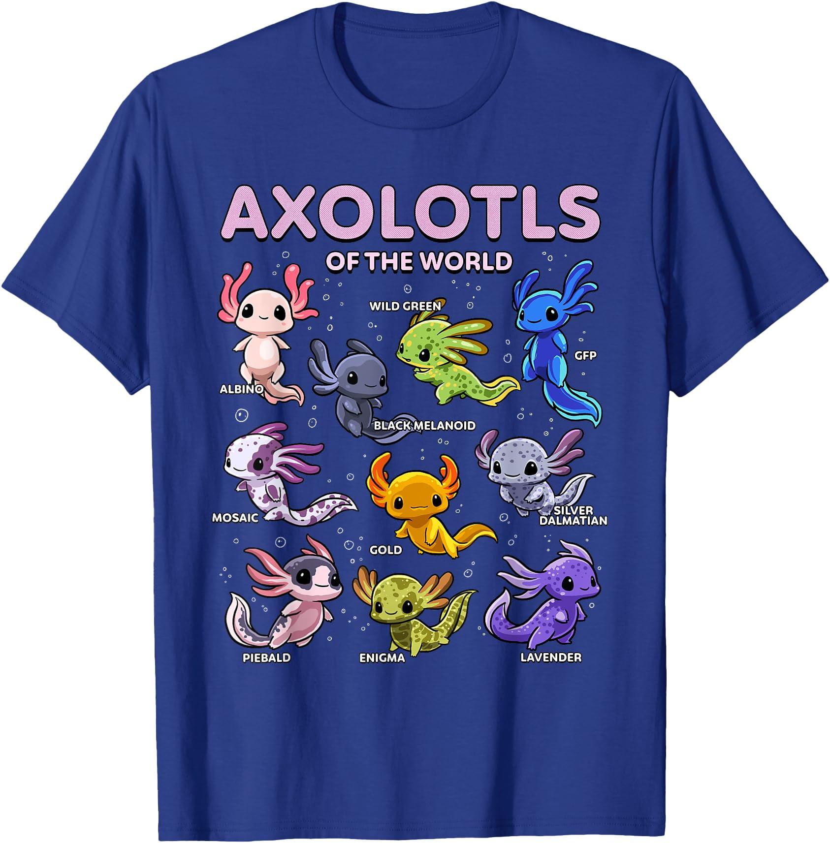 Axolotls of the World Cute Pet Animals Softstyle Unisex T-Shirt,Royal ...