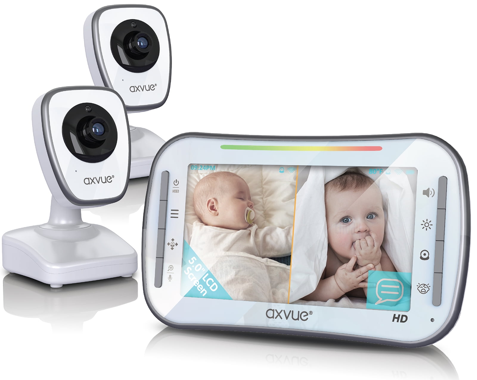 Axvue HD992 Video Baby Monitor 720P Full HD 5.0" IPS Screen + 2 Camera ...