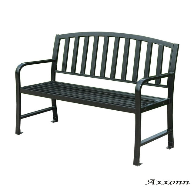 Axxonn 4ft Outdoor Large Commercial Heavy Duty Steel Bench, Black, L 51 ...