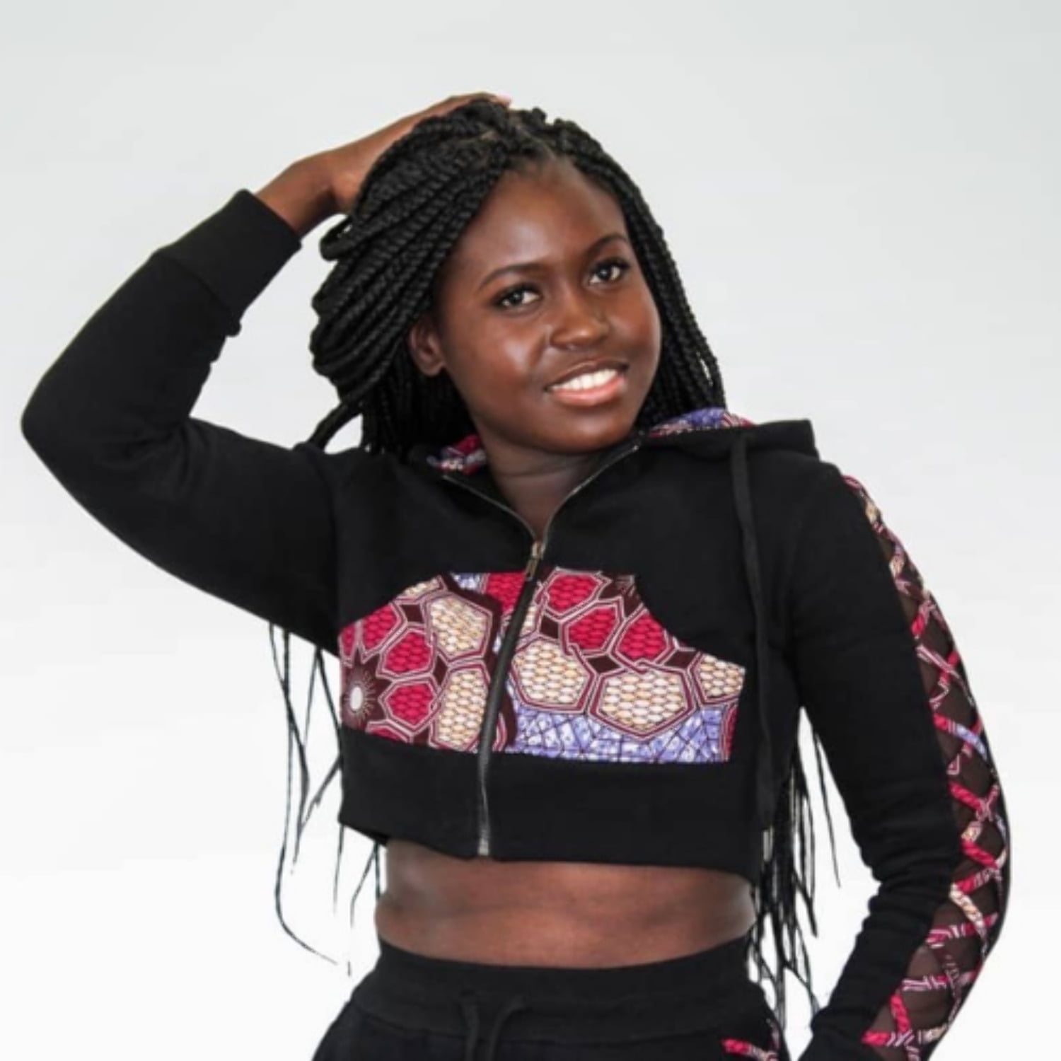 Aya African print crop hoodie - Walmart.com