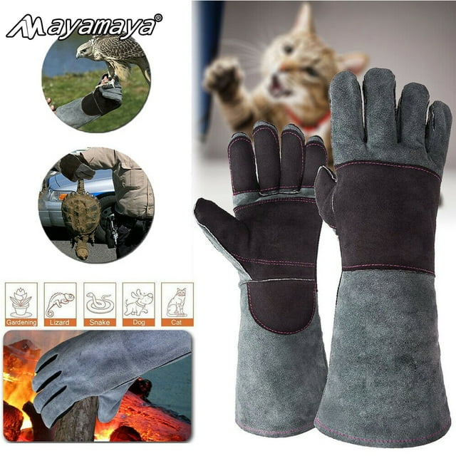 AYAMAYA 16 Inch Animal Handling Gloves, Bite Proof, Reinforced Leather ...