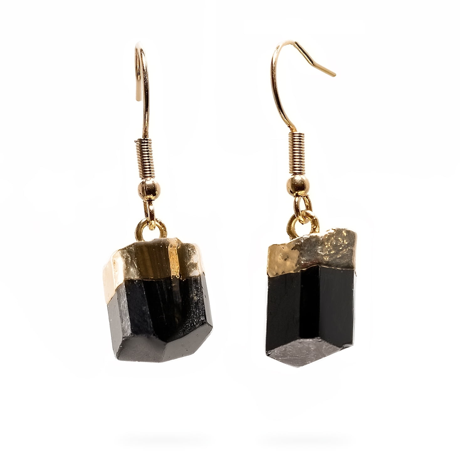 Ayana Black Tourmaline Crystal Earrings with a Premium Carrying Pouch ...