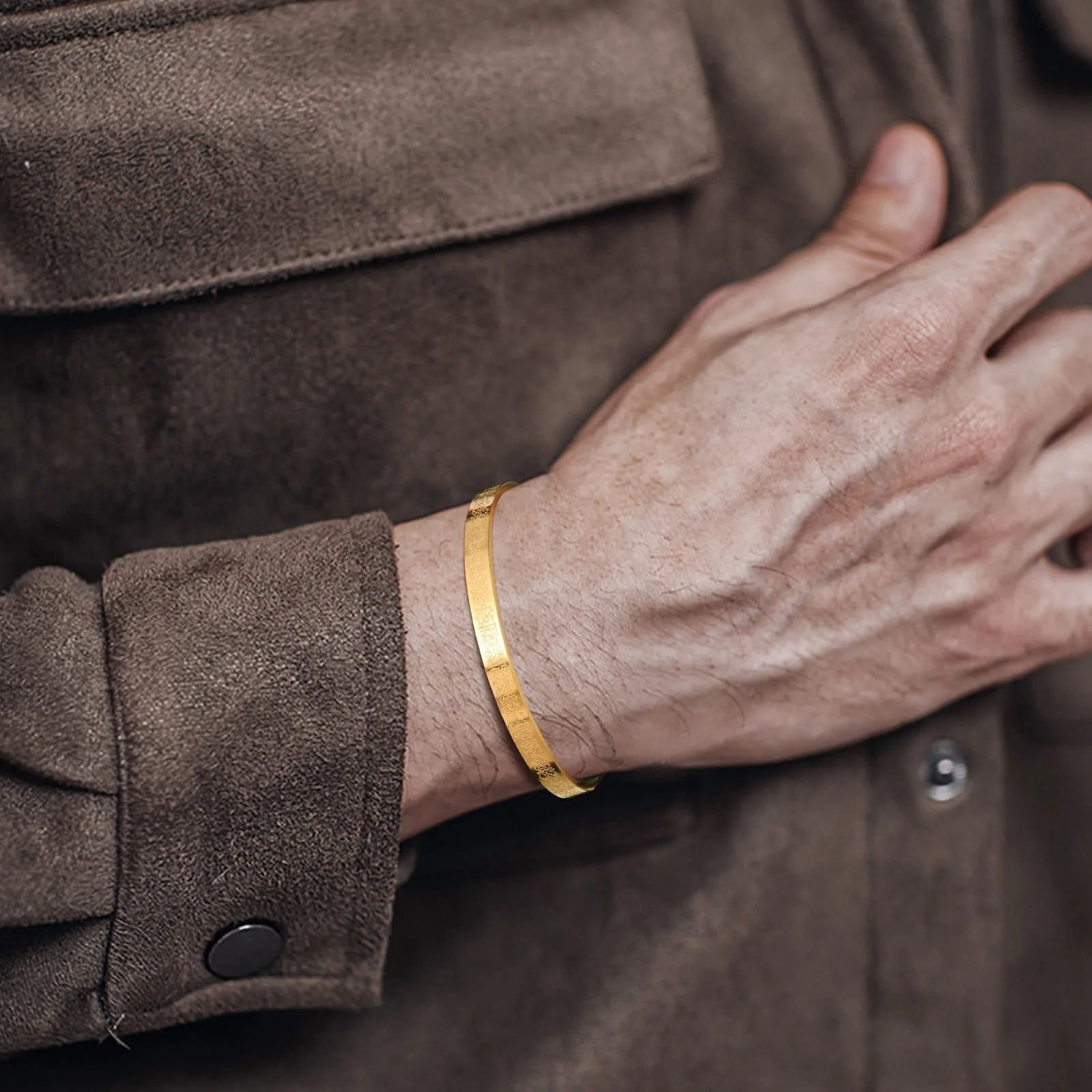 Ayatul Kursi Sutra Cuff Bracelets for Men,14K Yellow Gold Islamic ...