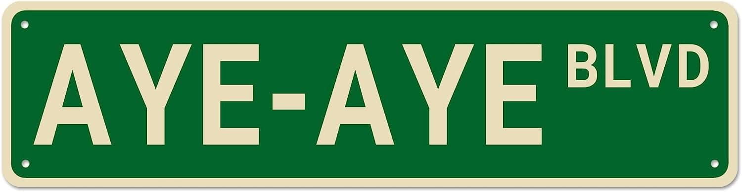 Aye-Aye BLVD Street Sign, Aye-Aye Sign Aye-Aye Decor Aye-Aye Lover Gift ...