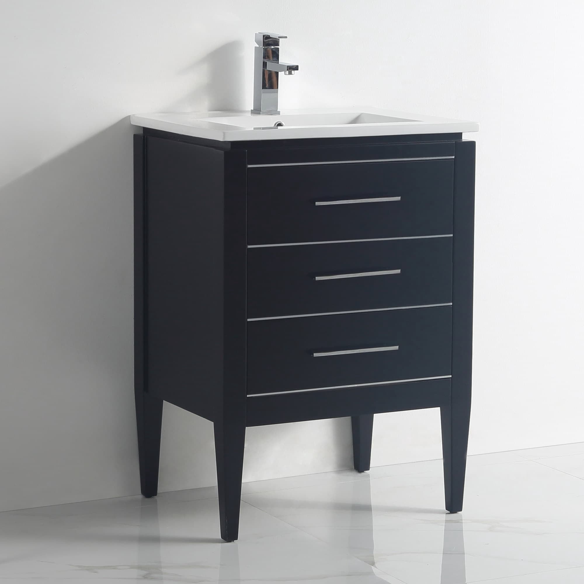 Ayer 24" Single Bathroom Vanity Set - 18D x 24W x 34H Black - Chrome ...