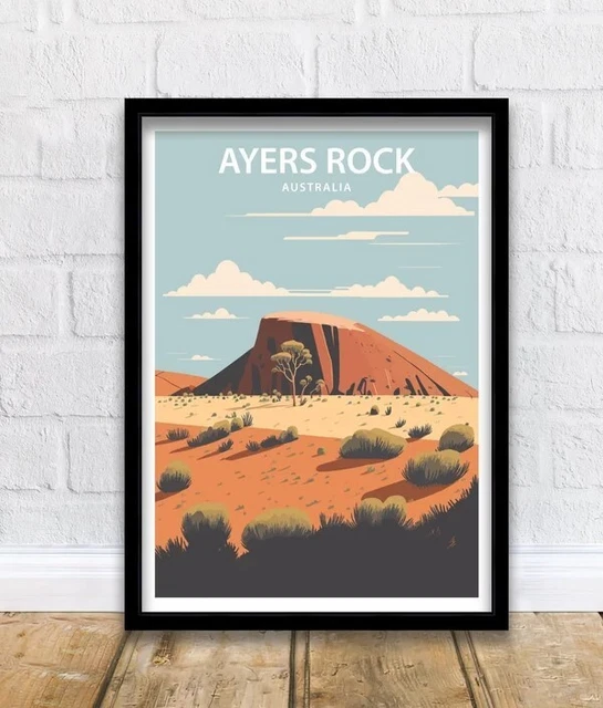 Ayers Rock Art Print, Ayers Rock, Uluru, Travel Poster NO FRAMED POSTER ...