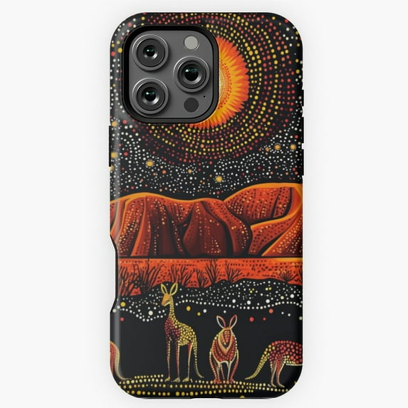 Ayers Rock Uluru Night Aboriginal Art iPhone Case 11 12 13 14 15 16 17 ...