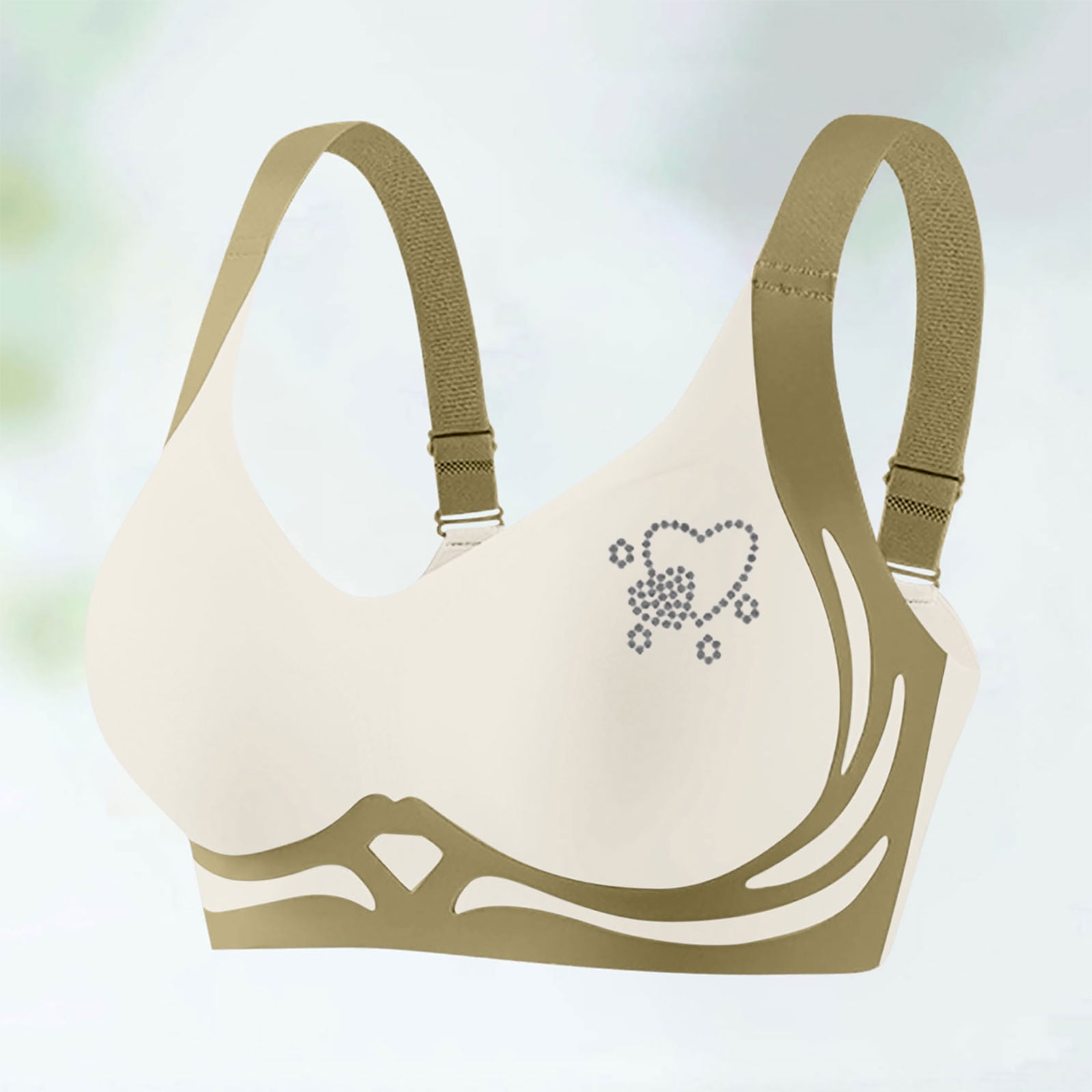 Ayfxijin Bras for Women Bra Print Blocking Lifting Gathering Folding ...