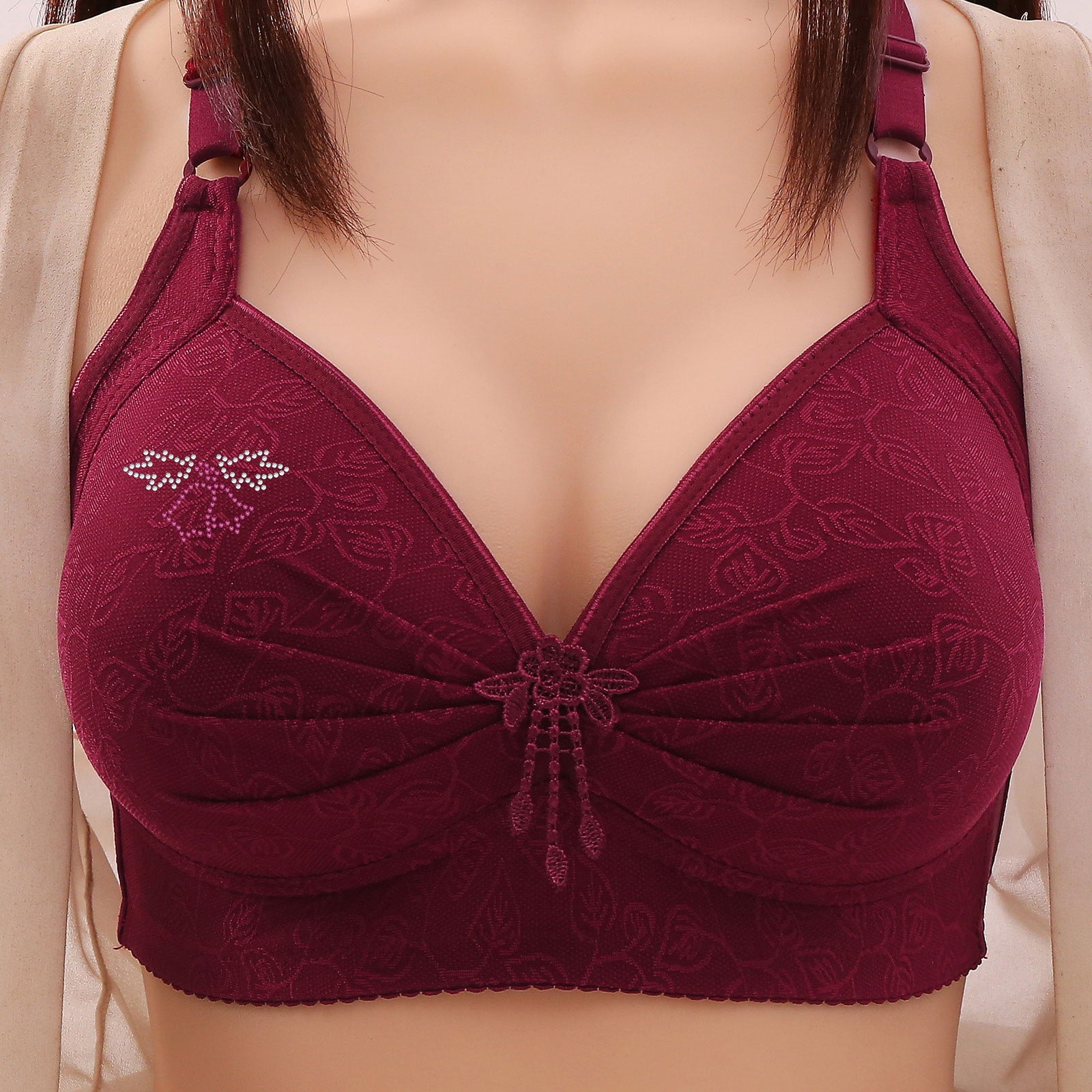 Ayfxijin Bras for Women No Underwire,Woman's Lace Flower Gathered Together Large Size Daily Bra ...