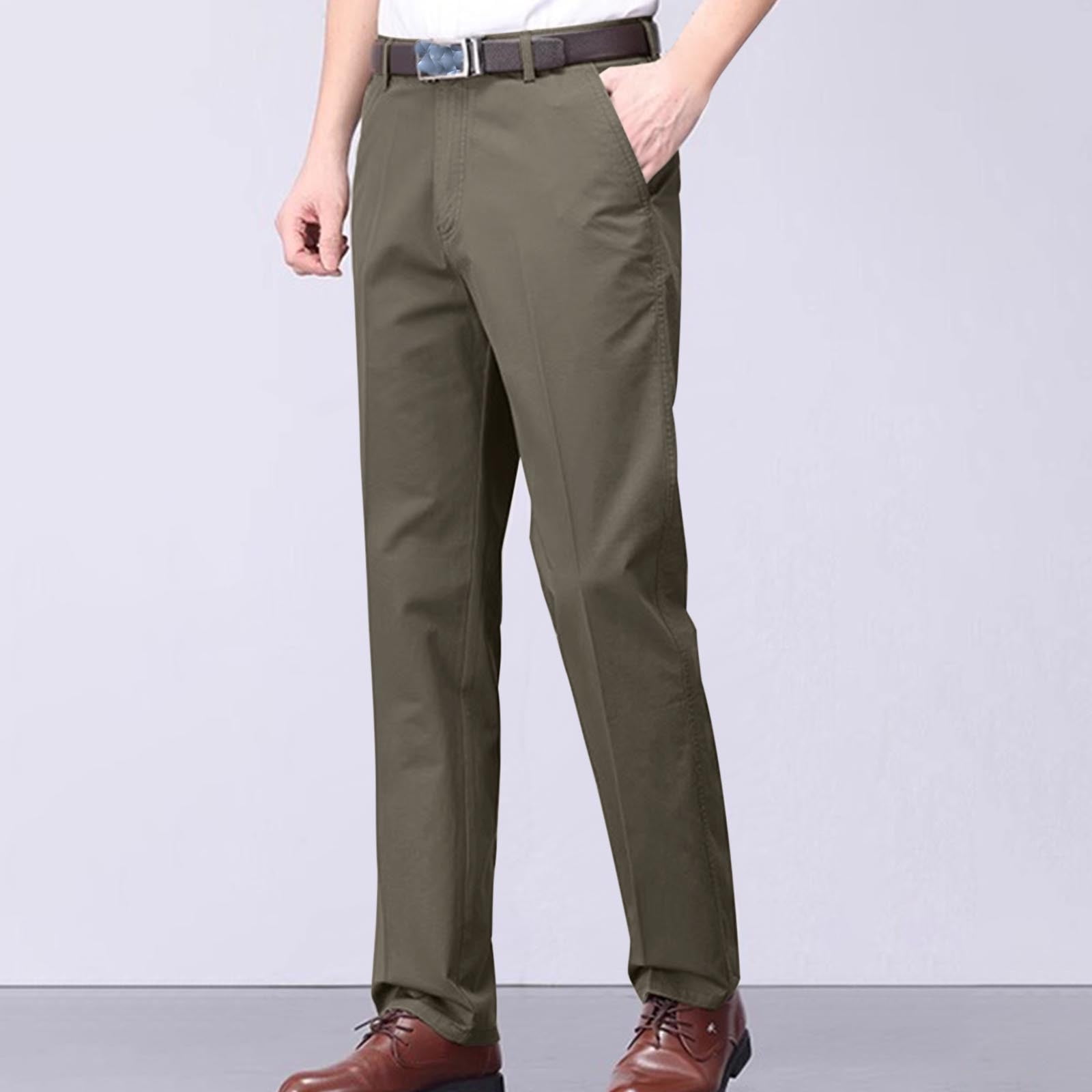 Ayfxijin Men's Work Pants Casual High - Elasticity Suit Pants Wrinkle ...