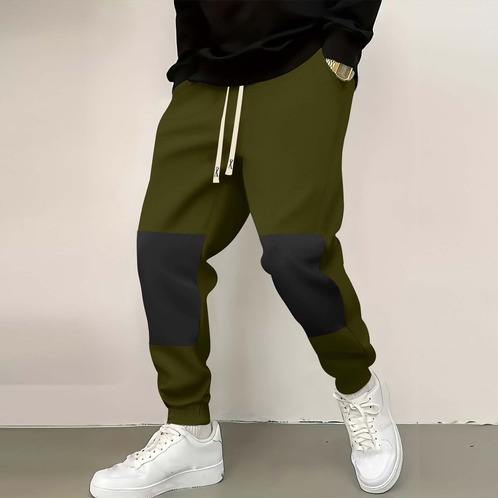 Ayfxijin Sweatpants for Men Casual Fashion Draw Rope Waist Pockets Bind ...
