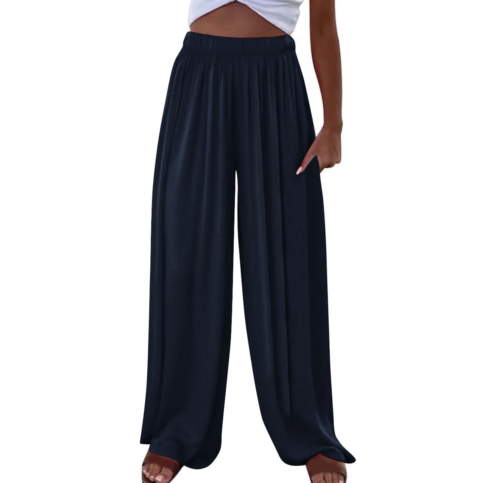 Ayfxijin Wide Leg Sweatpants Women，Women's Casual Trousers Solid Color ...