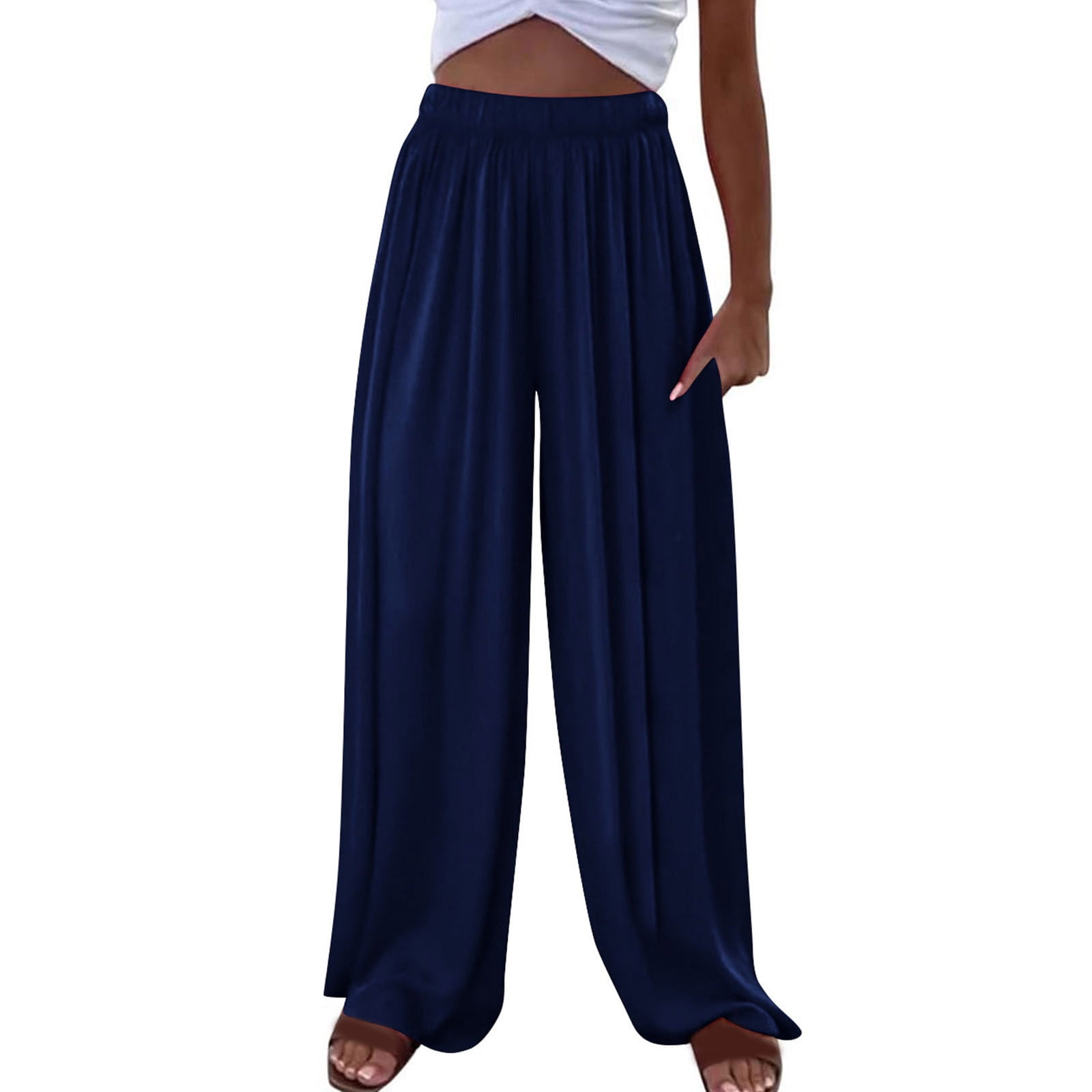 Ayfxijin Wide Leg Sweatpants Women，Women's Casual Trousers Solid Color ...