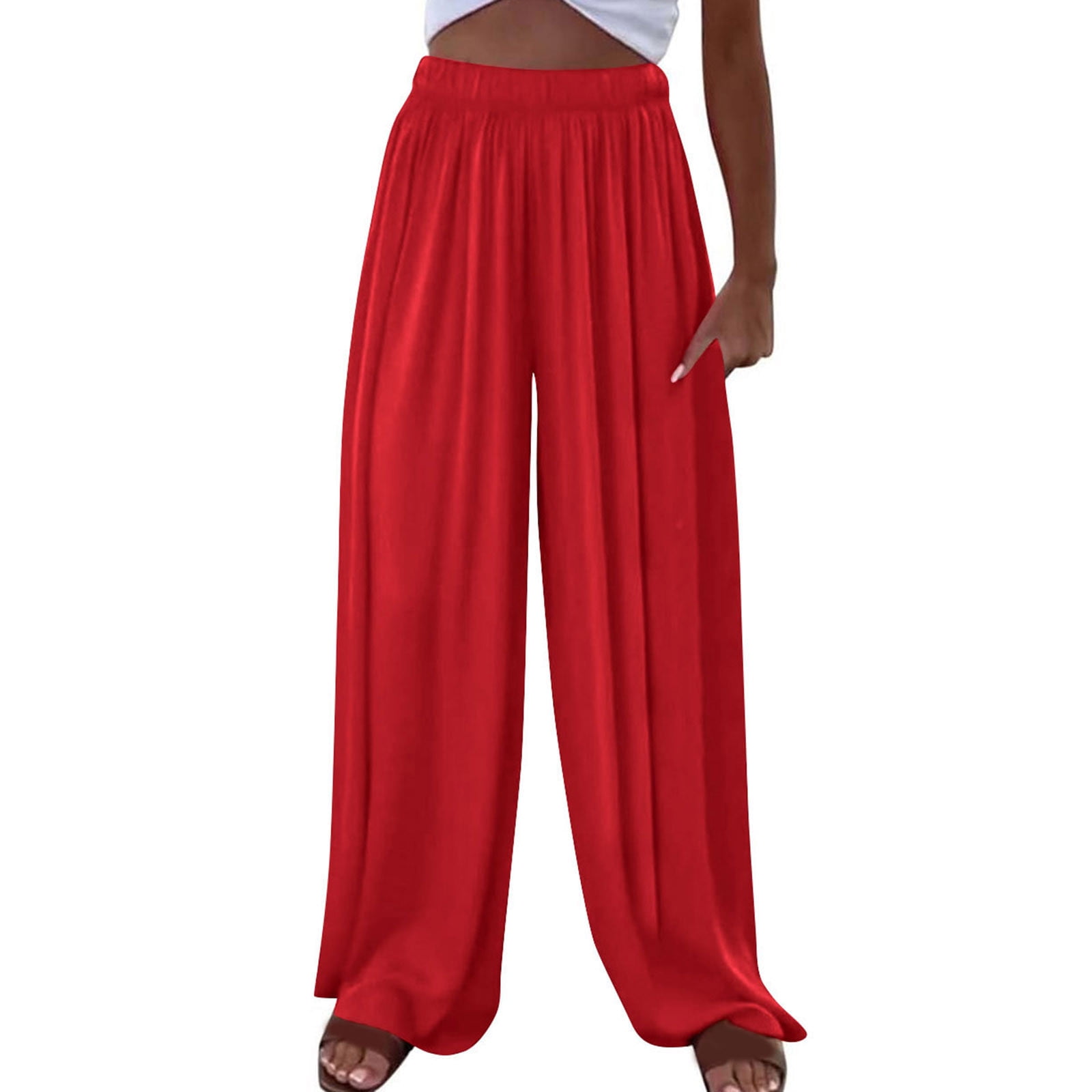 Ayfxijin Wide Leg Sweatpants Women，Women's Casual Trousers Solid Color ...