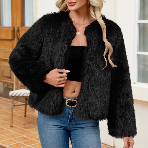 Ayfxijin Winter Coats for Women,Ladies Warm Faux Furry Coat Jacket ...