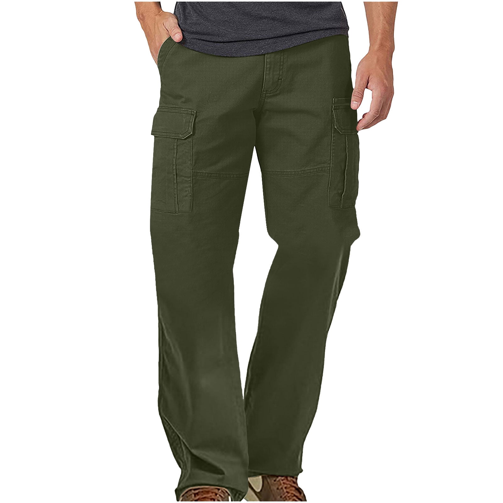 Ayfxijin Work Pants for Men，Men's Solid Color Pocket Workwear ...